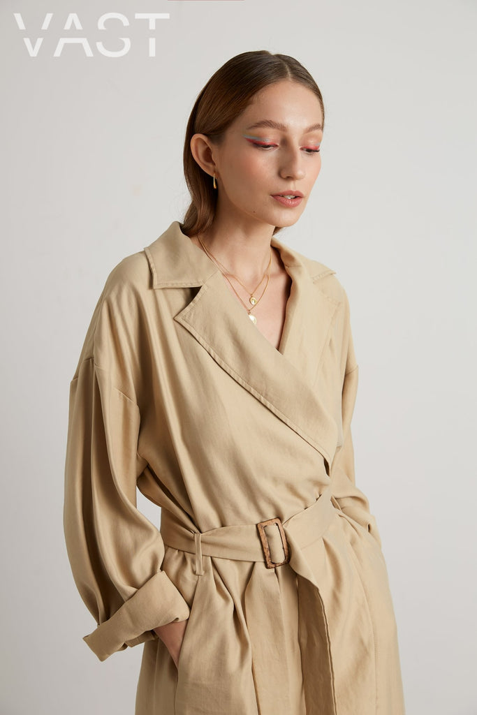 Paula Linen Wrap Trench Coat – VAST