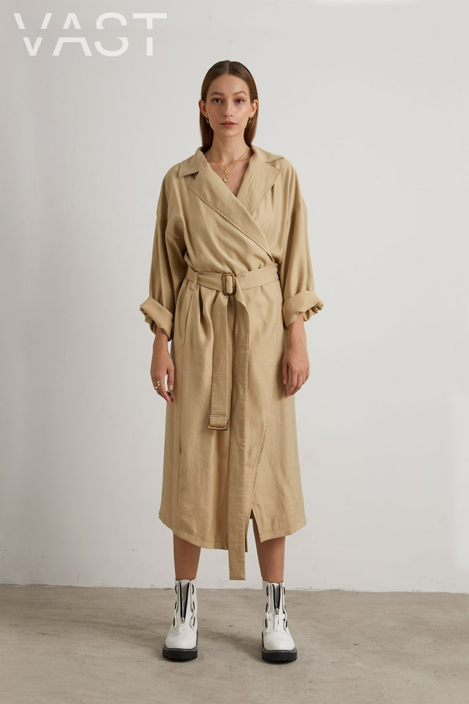 Paula Linen Wrap Trench Coat – VAST